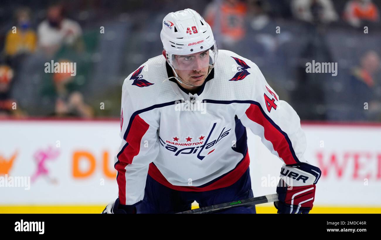 Washington Capitals' Brett Leason plays during a preseason NHL hockey ...