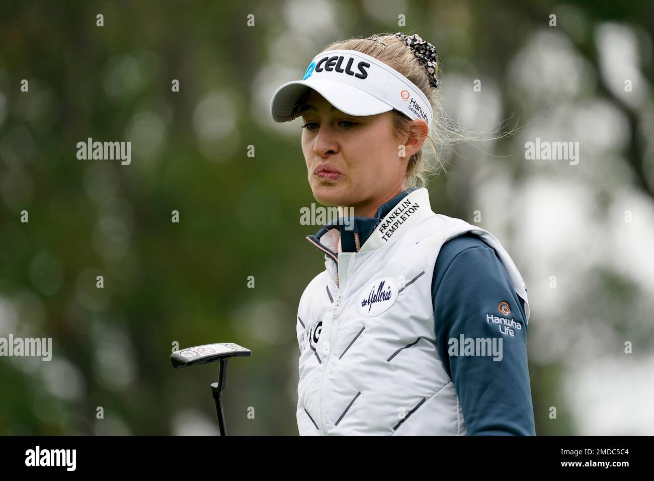 Nelly Korda reacts on the first green in the first round of the ...