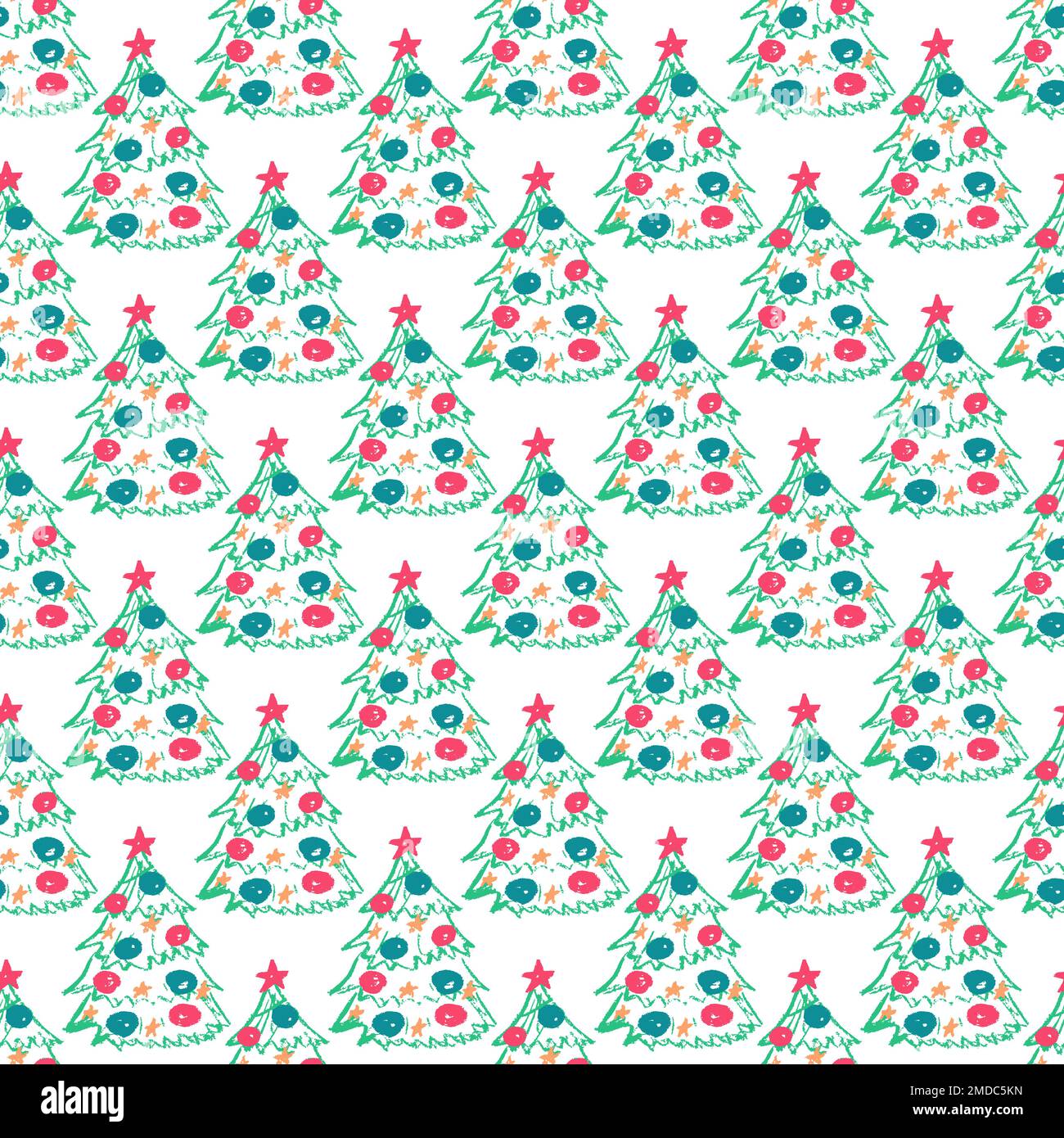 Christmas seamless pattern. Children's drawings with wax crayons ...