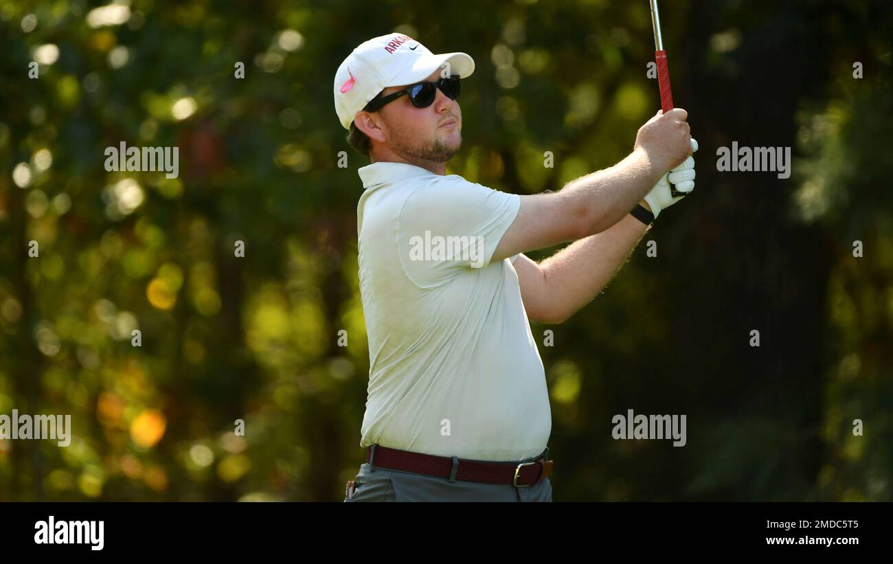 Luke Long of Arkansas during an NCAA golf tournament on Monday, Oct. 4 ...