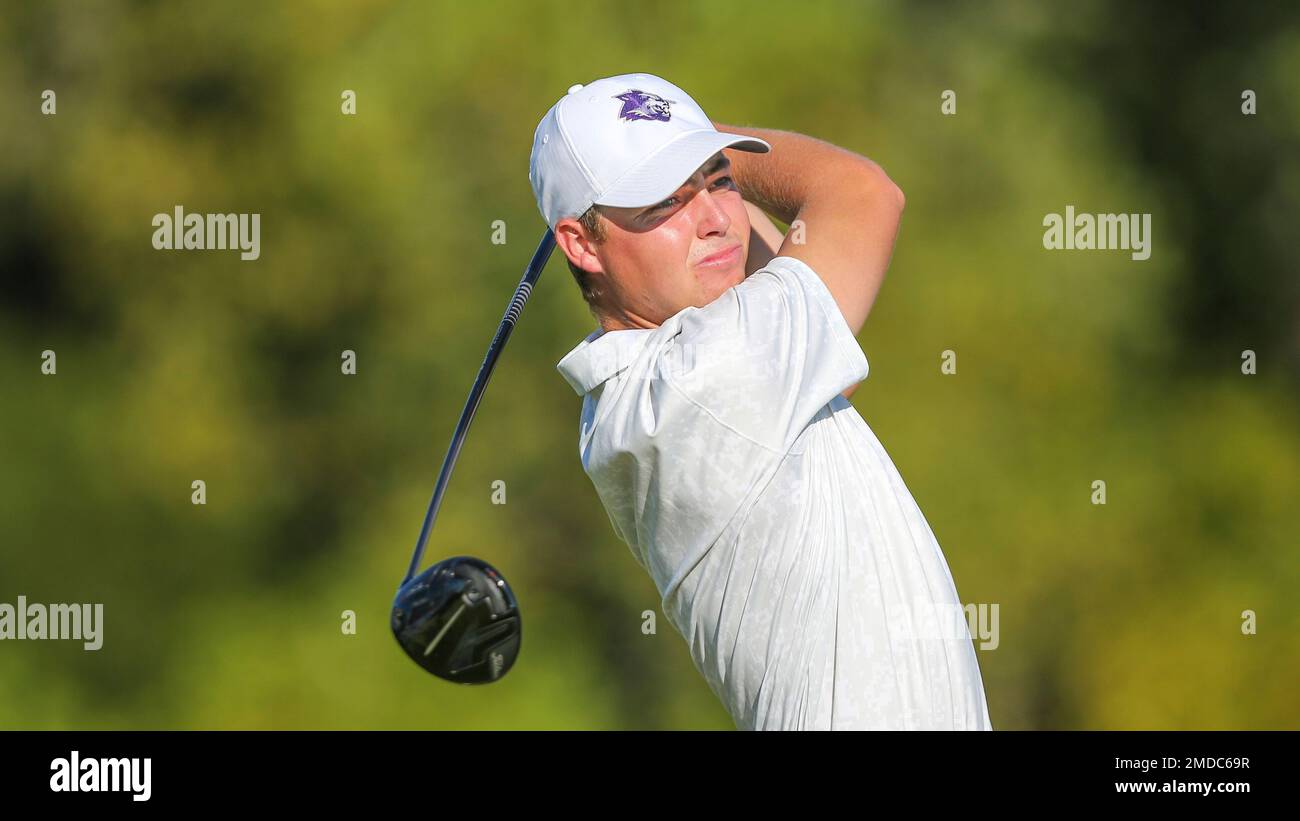 Abilene Christian golfer Jaime Lewis drives the ball from the first tee ...