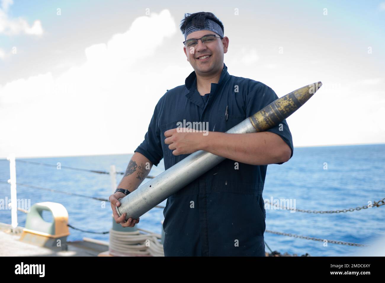 U.S. Coast Guard Petty Officer 2nd Class Gavin Alatar, a gunner’s mate ...