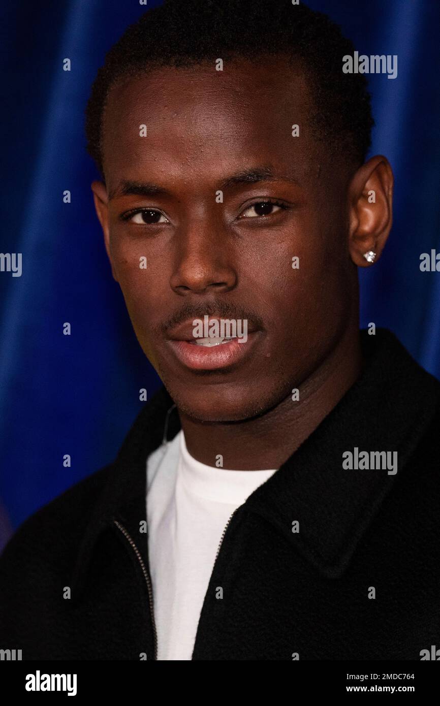 Micheal Ward poses for photographers upon arrival at the opening of the ...