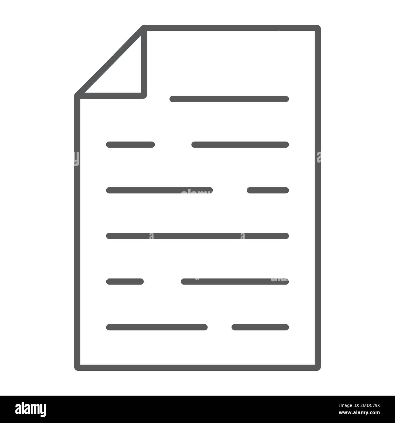 Document thin line icon, office and work, file sign, vector graphics, a ...