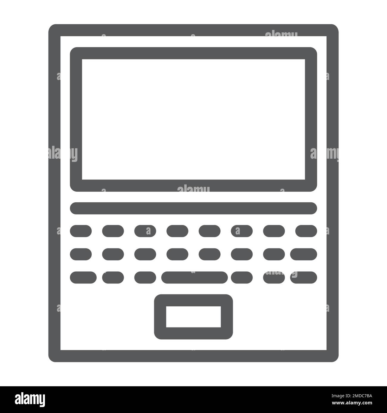 Laptop line icon, office and work, computer sign, vector graphics, a ...