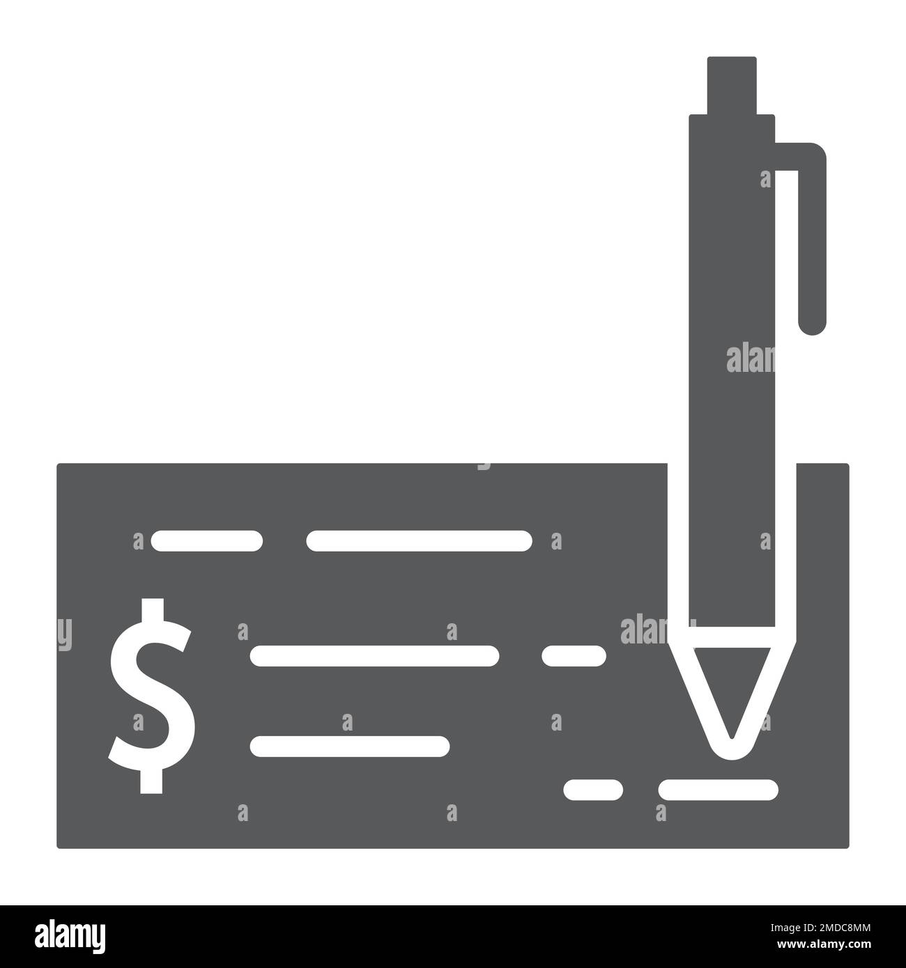 Bank check glyph icon, finance and banking, cheque sign, vector ...