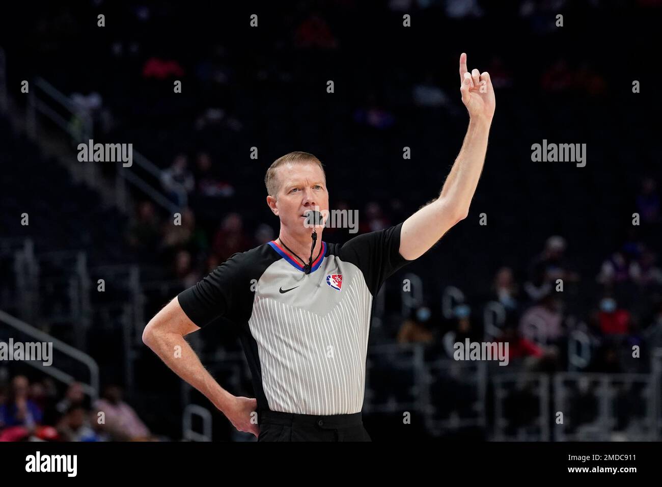 Referee Ed Malloy signals during the second half of a preseason NBA ...