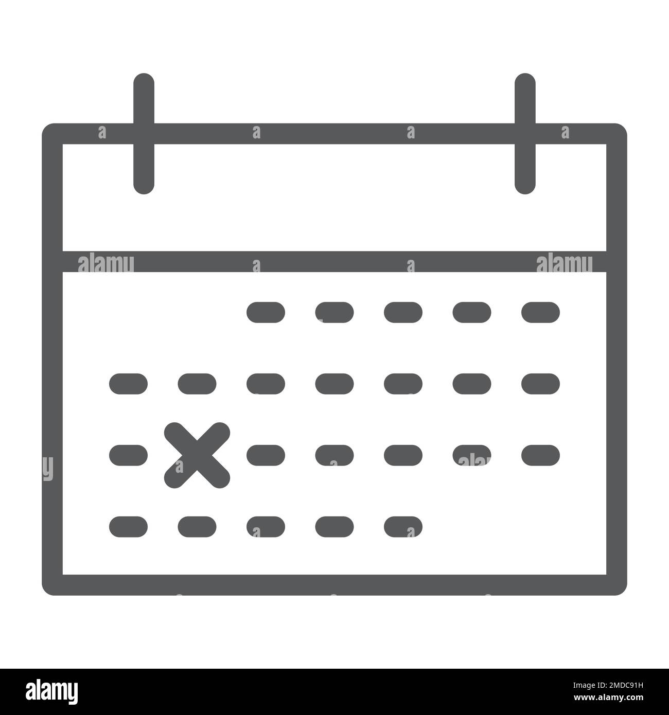 Calendar line icon, office and work, list sign, vector graphics, a ...
