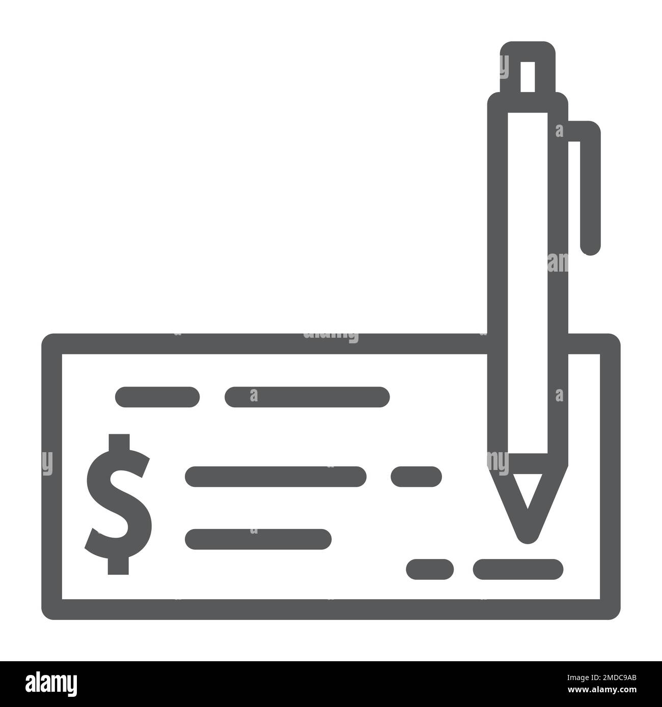 Bank check line icon, finance and banking, cheque sign, vector graphics ...