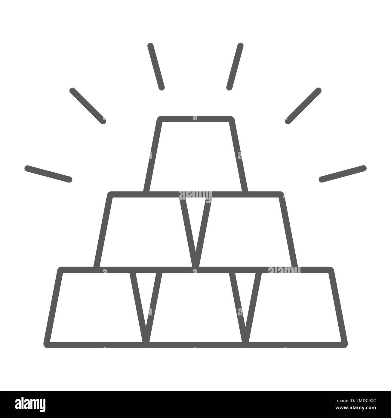 Bullion thin line icon, finance and banking, gold sign, vector graphics, a linear pattern on a ...