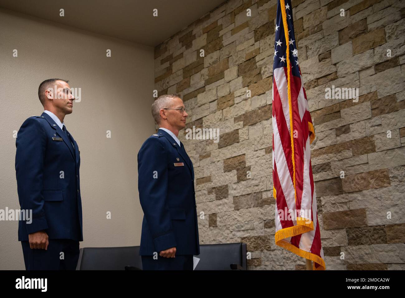 U.S. Air Force Col. Benjamin Schill, left, the 149th Fighter Wing ...
