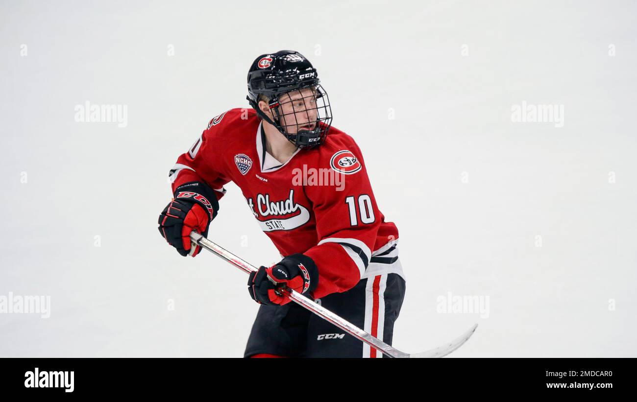 St. Cloud State's Kyler Kupka against St. Thomas in an NCAA hockey game ...