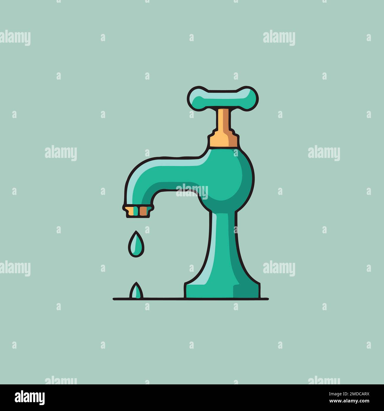 illustration of isolated minimalist metallic faucet made to illustrate ...