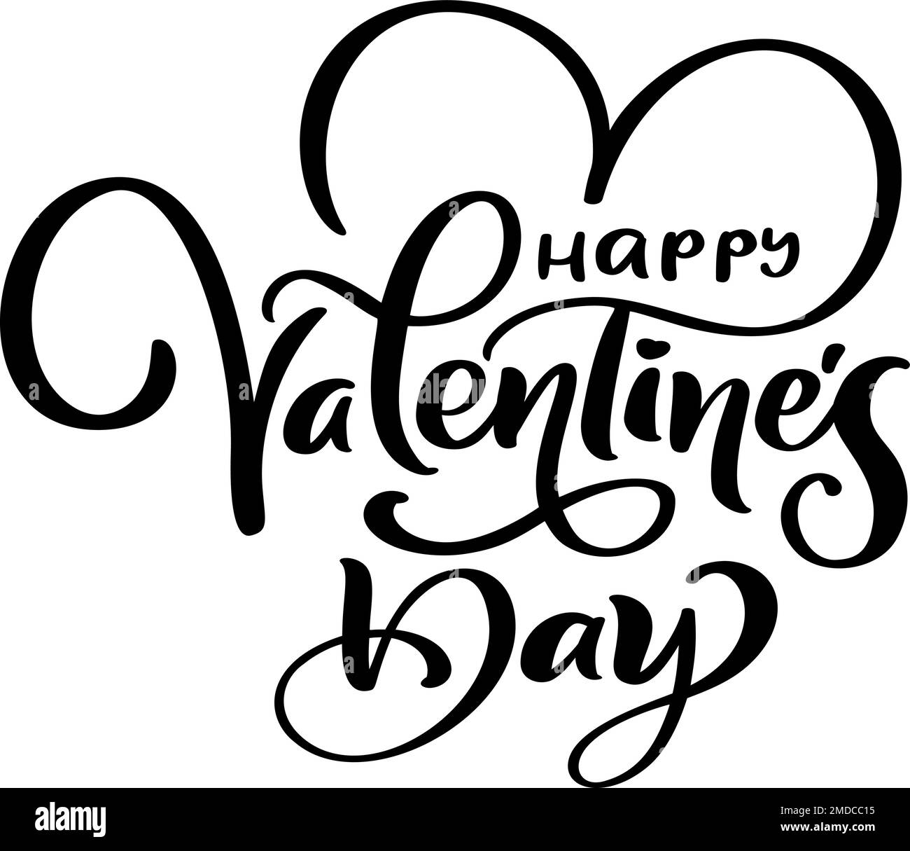 Happy Valentines Day Vector Calligraphy Lettering Text With Heart