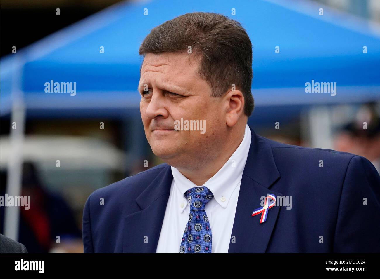 Dirk Lesko, president of Bath Iron Works attends a ship christening ...