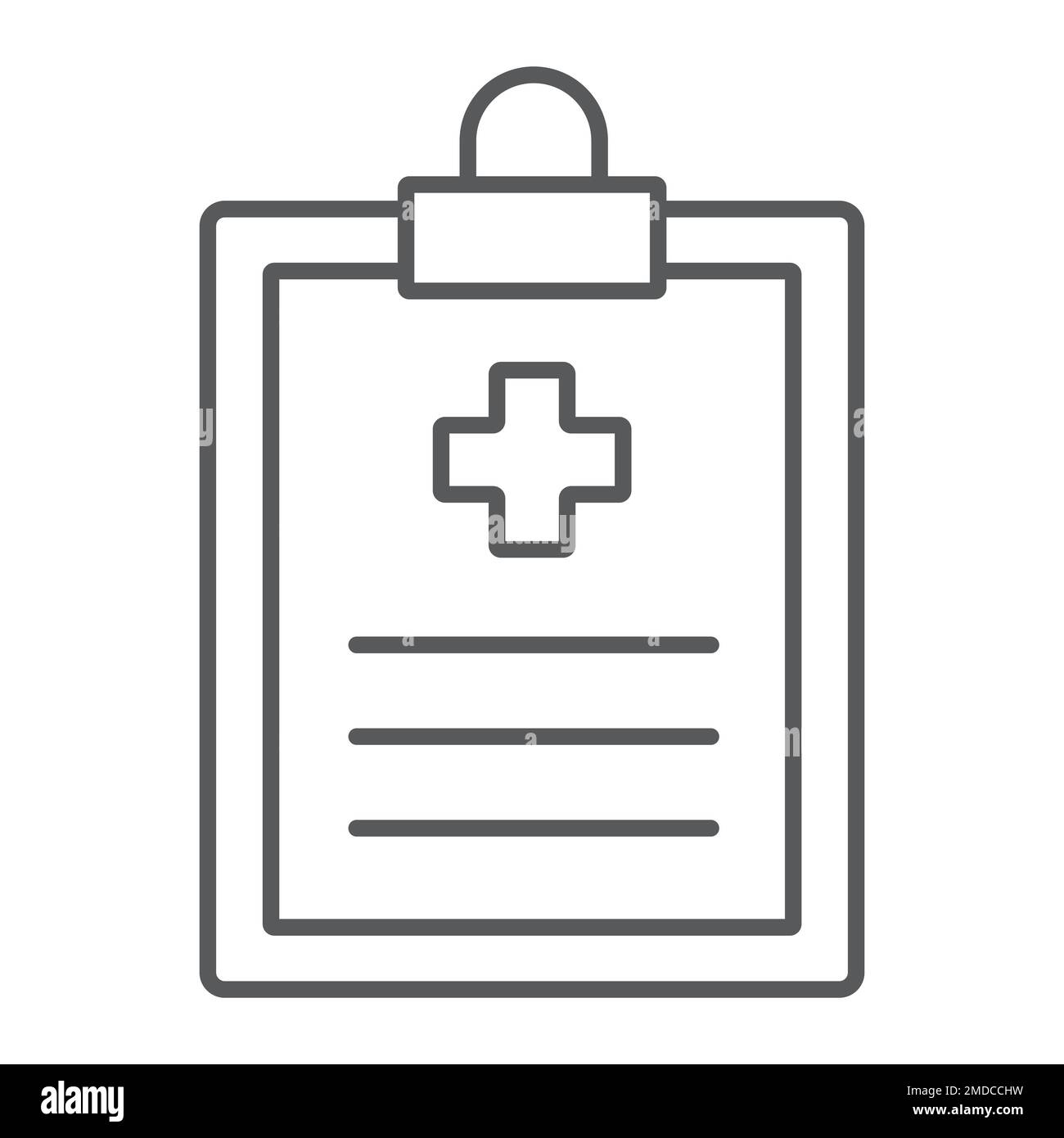 Medical record thin line icon, hospital and medicine, medical report ...