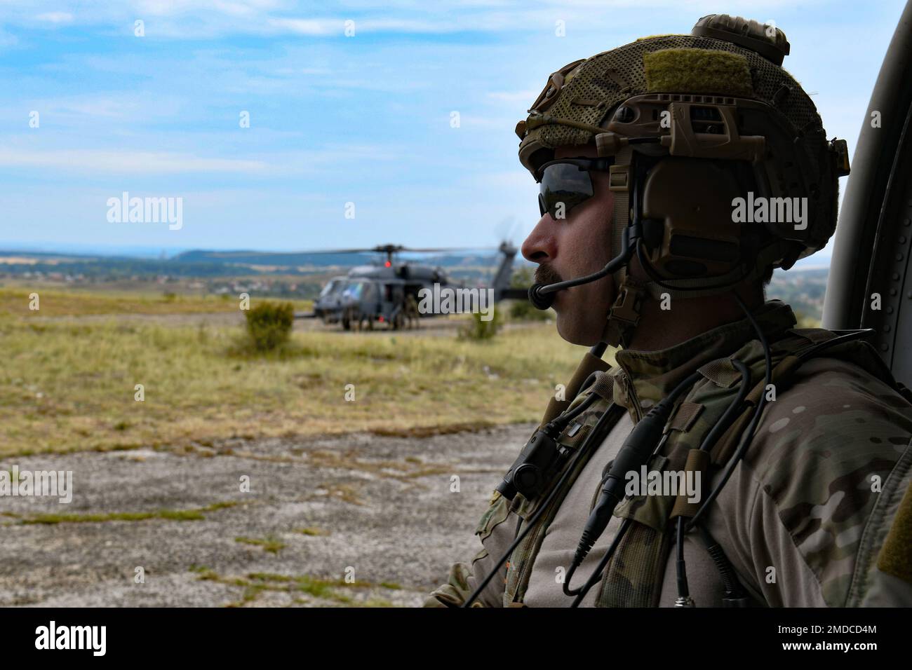 A U.S. Air Force pararescueman assigned to the 57th Rescue Squadron ...