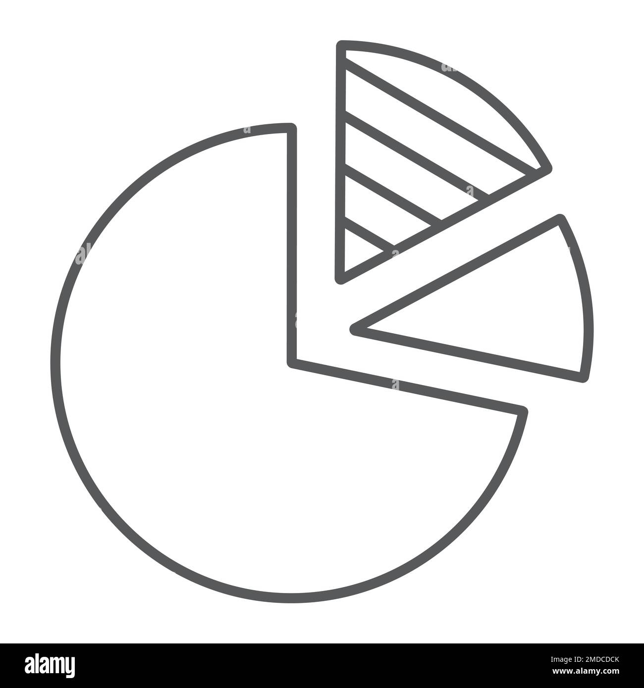 Pie Chart thin line icon, data and analytics, statistics sign, vector graphics, a linear pattern ...