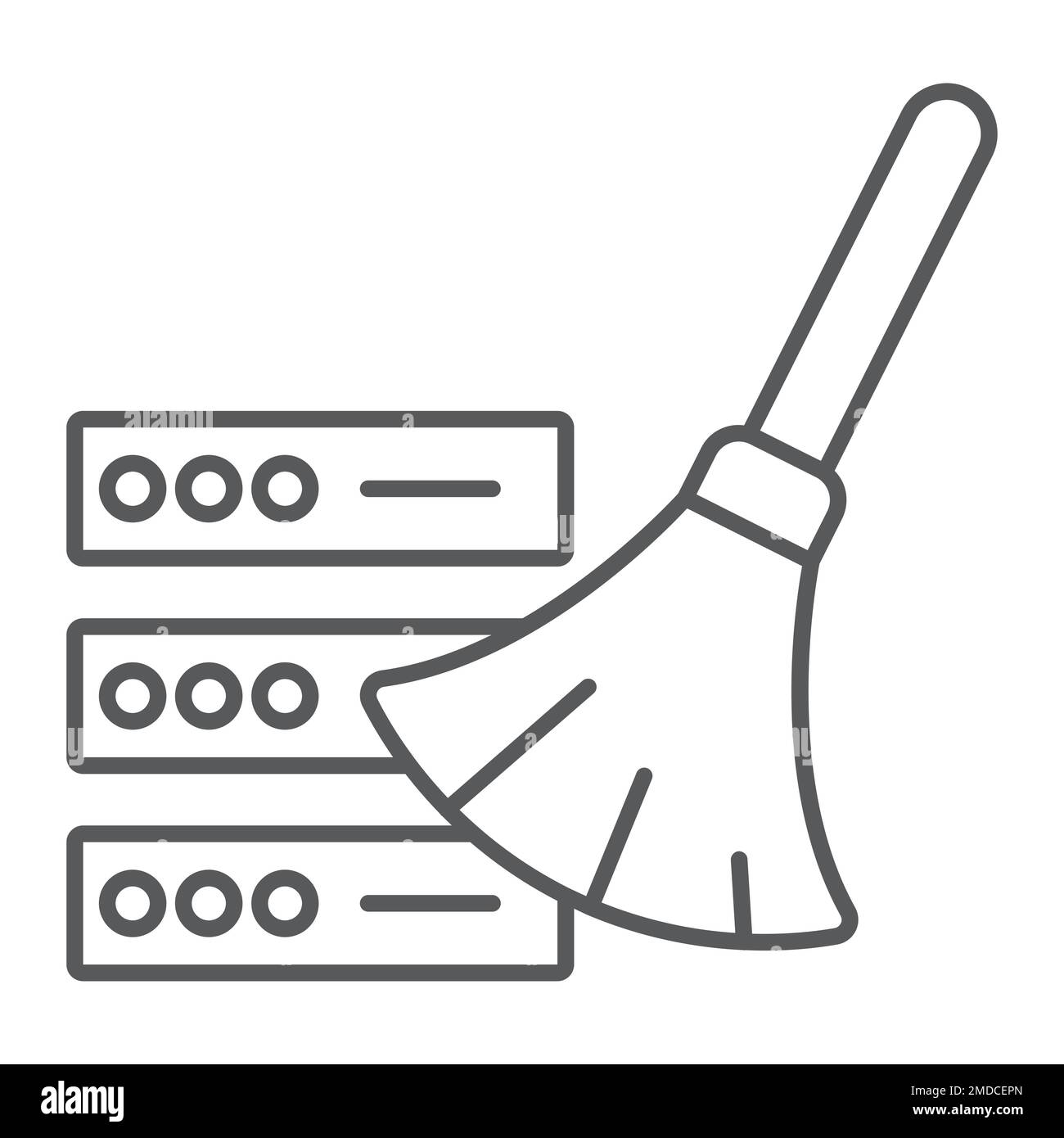 Database cleaning thin line icon, data and analytics, removing sign, vector graphics, a linear ...