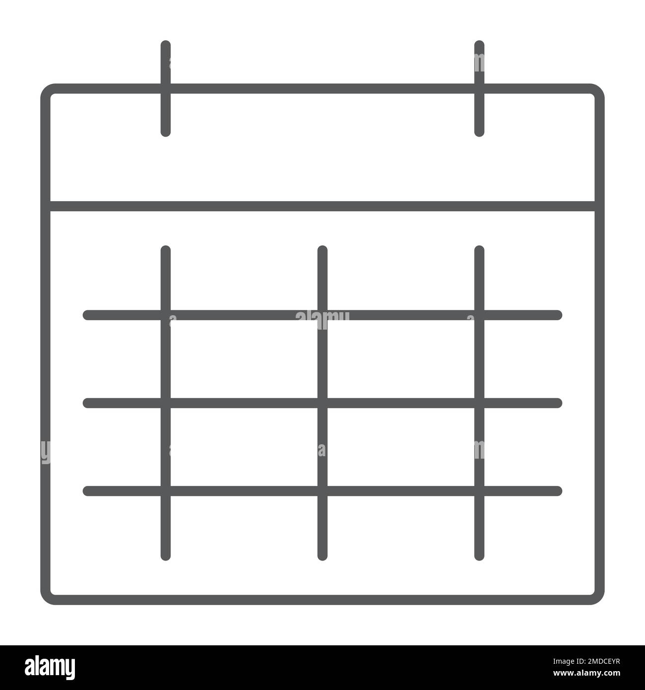 Calendar thin line icon, month and day, date sign, vector graphics, a ...