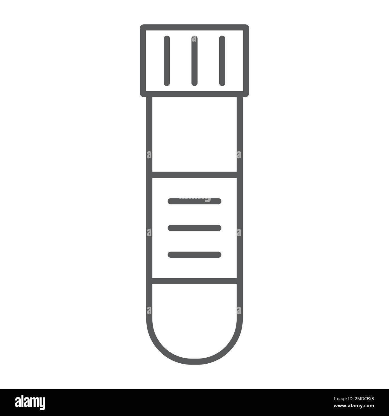 Blood test tube thin line icon, medical and equipment, laboratory sign ...