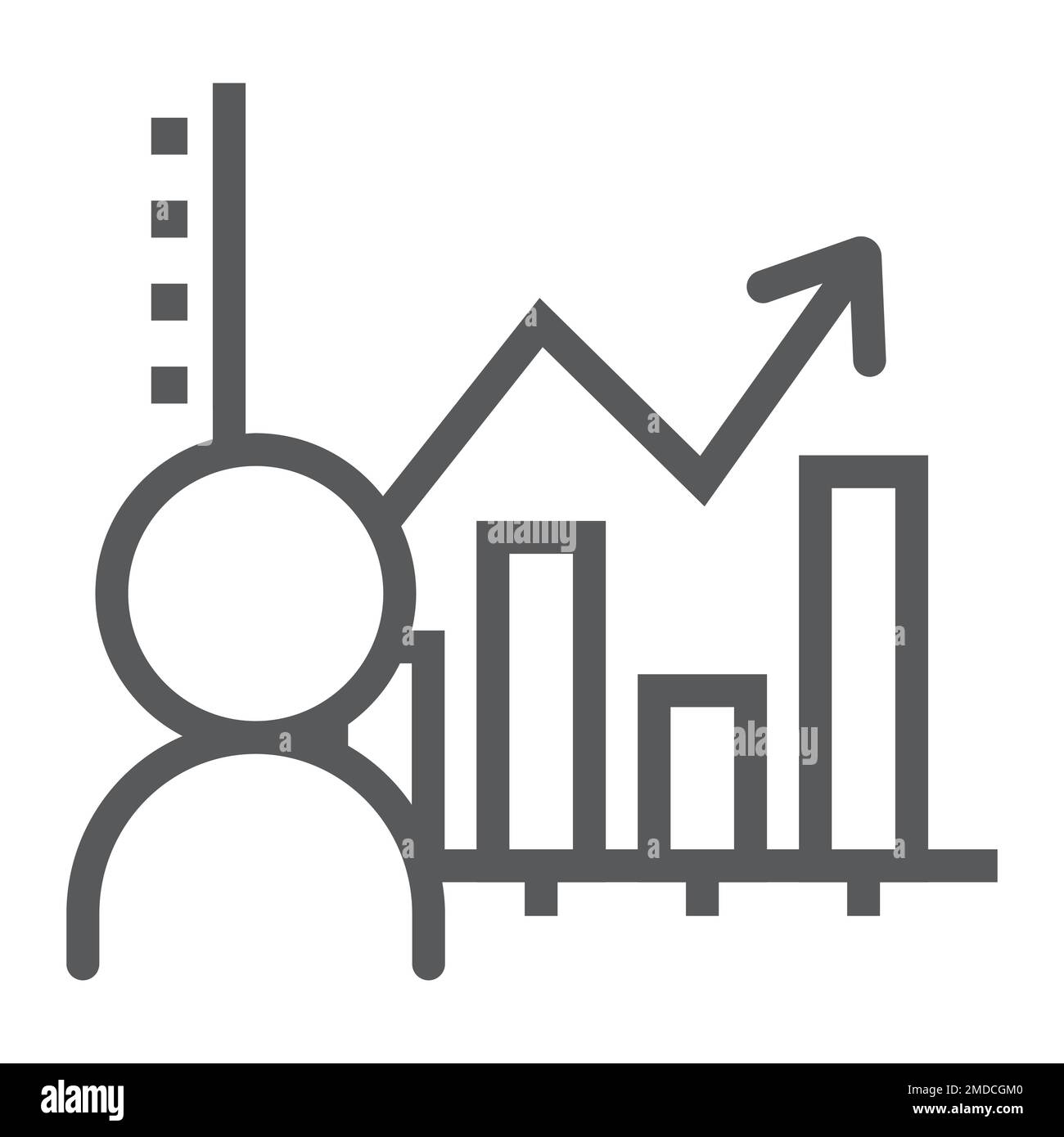 User analysis line icon, data and analytics, graph sign, vector graphics, a linear pattern on a ...
