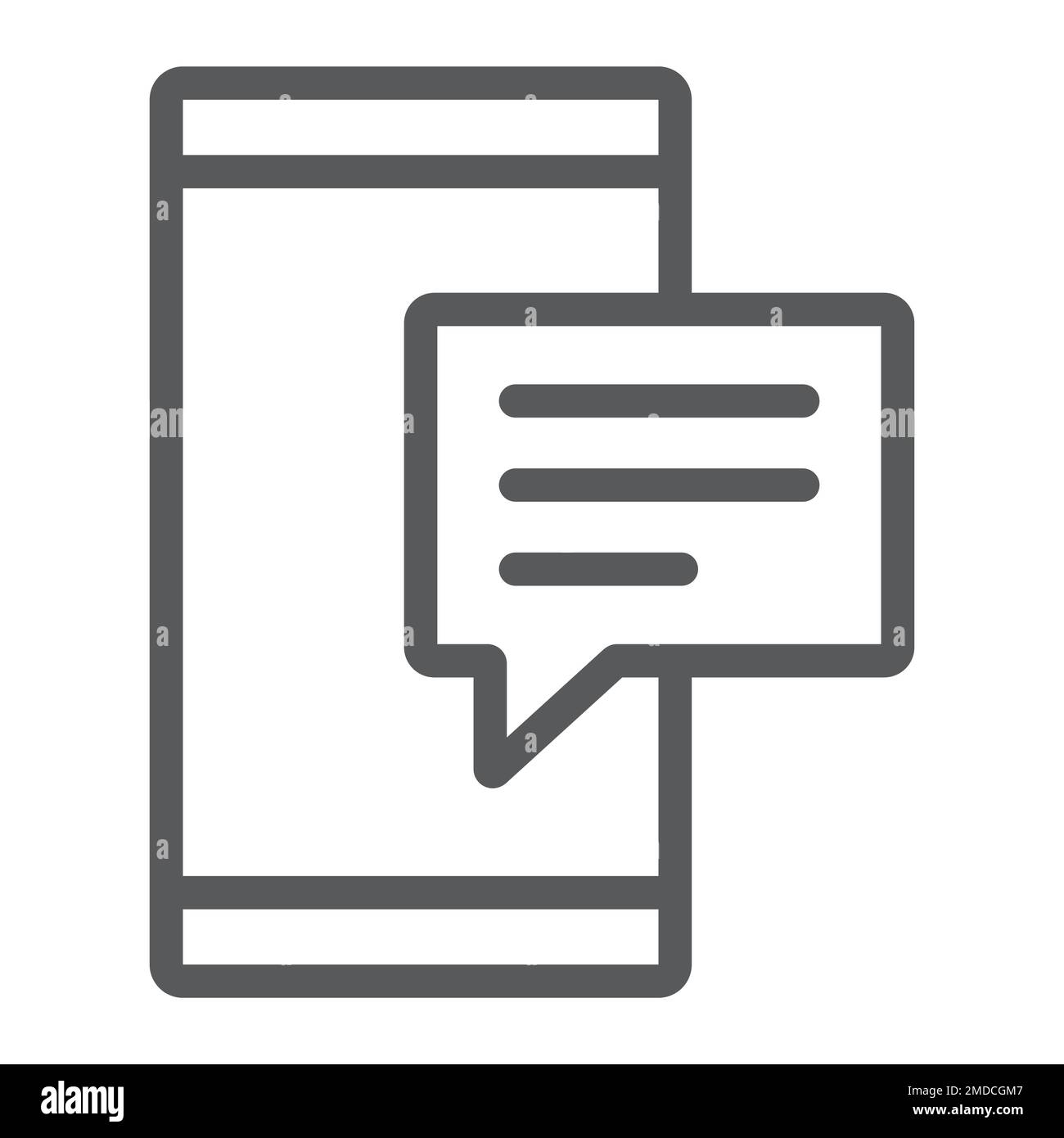 Sms line icon, smartphone and message, contact sign, vector graphics, a ...