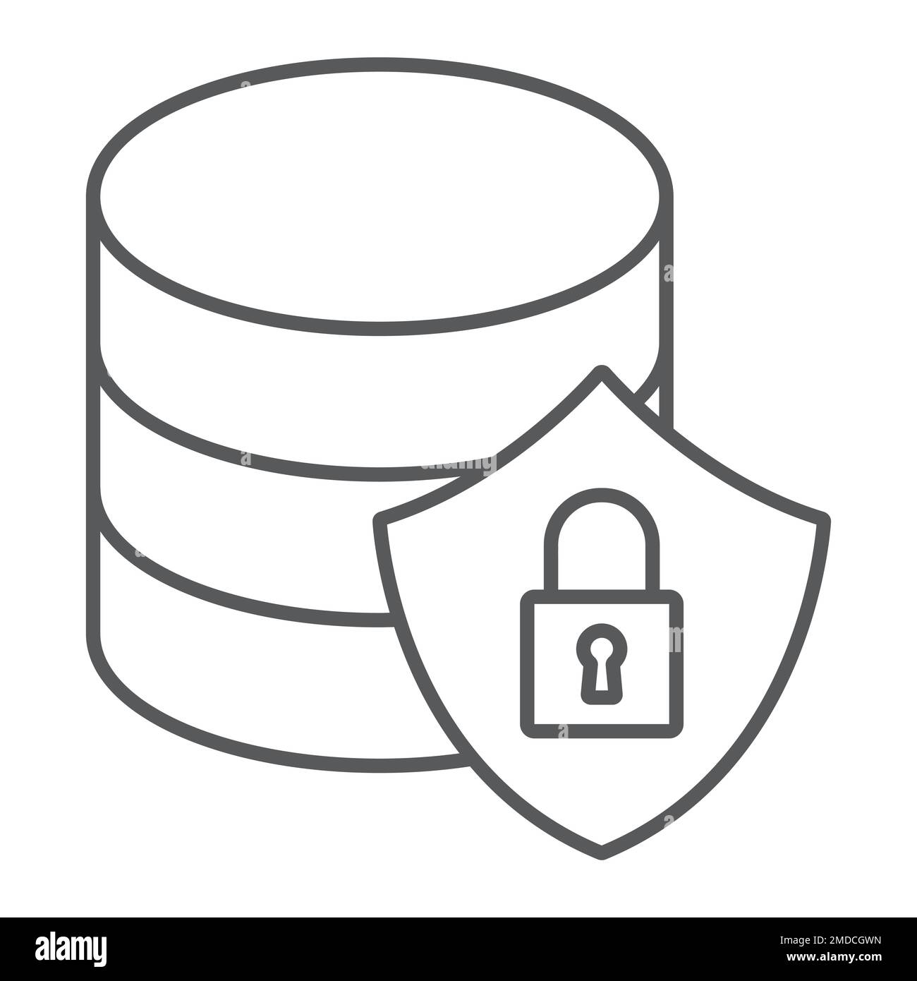 Database Protection Thin Line Icon Data And Analytics Backup Sign