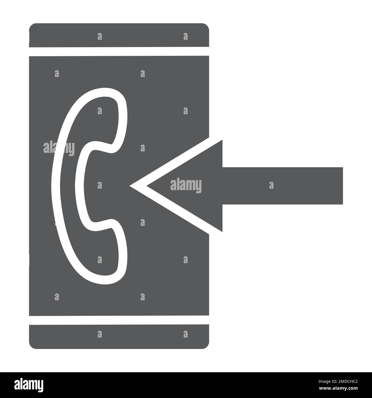 Incoming call glyph icon, smartphone and ring, button sign, vector ...