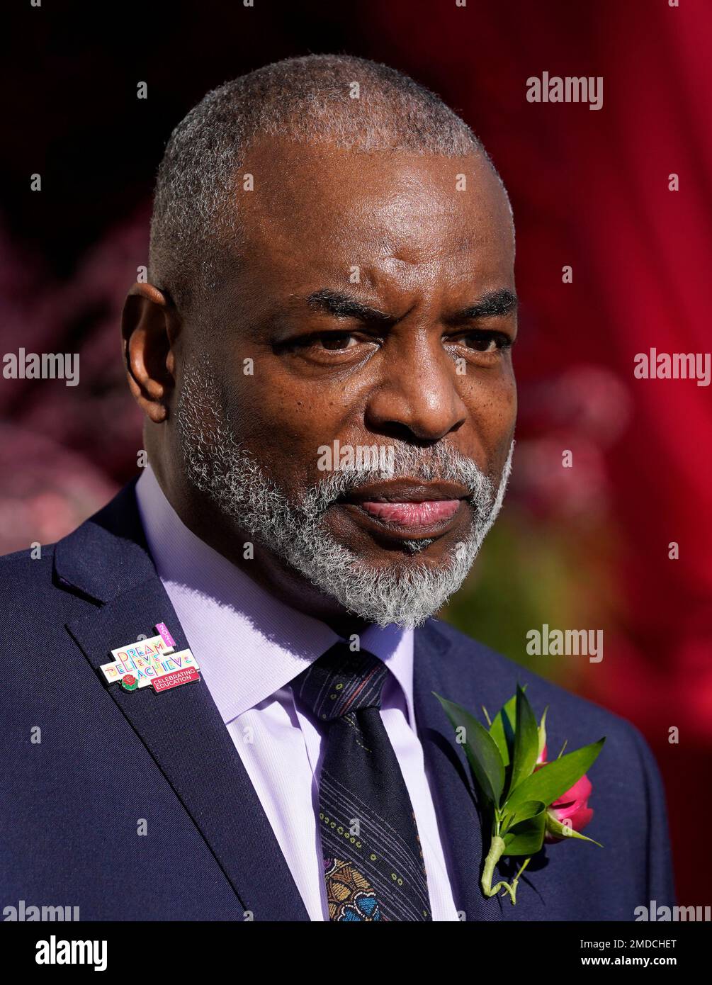 LeVar Burton stands onstage after being announced as the Grand Marshal ...