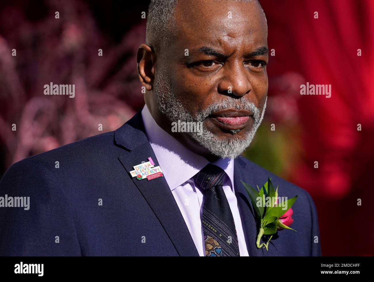 LeVar Burton stands onstage after being announced as the Grand Marshal ...