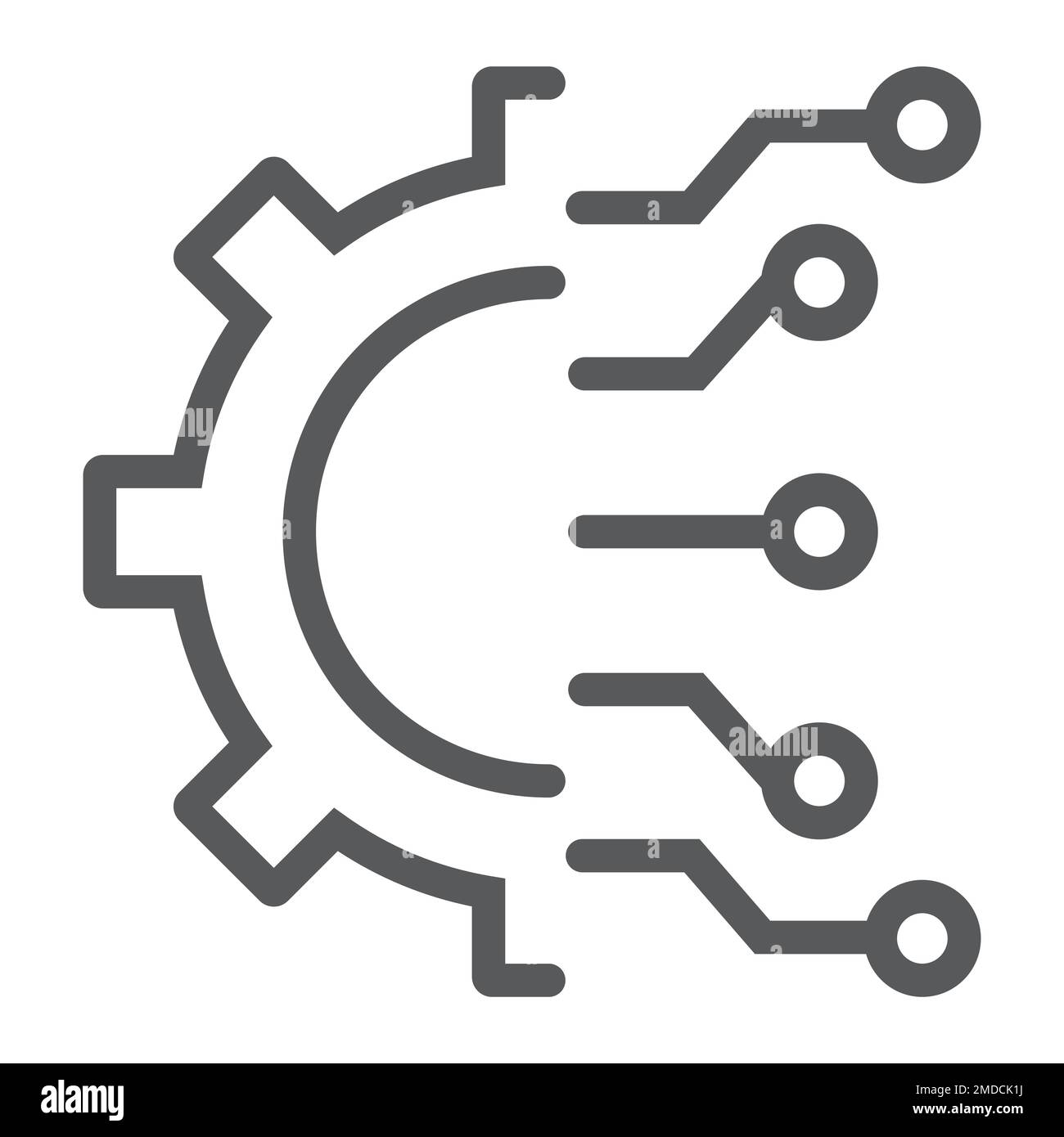 Business Intelligence line icon, data and analytics, cogwheel sign ...