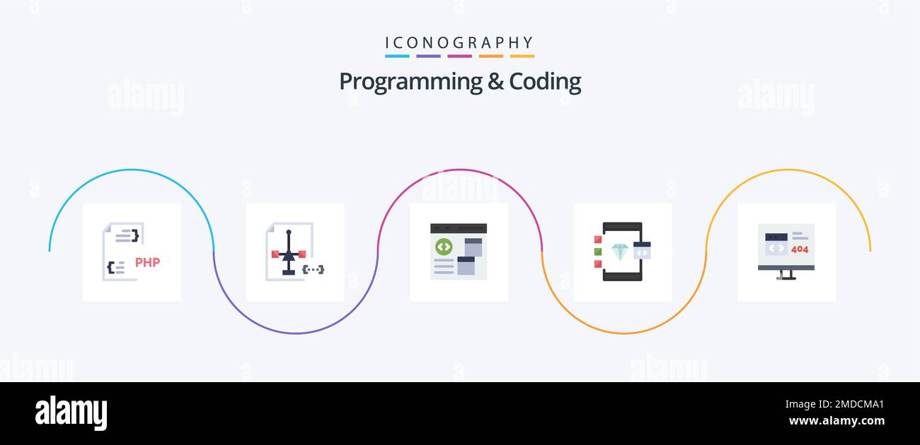 Programming And Coding Flat 5 Icon Pack Including Develop Error Develop Stock Vector Image