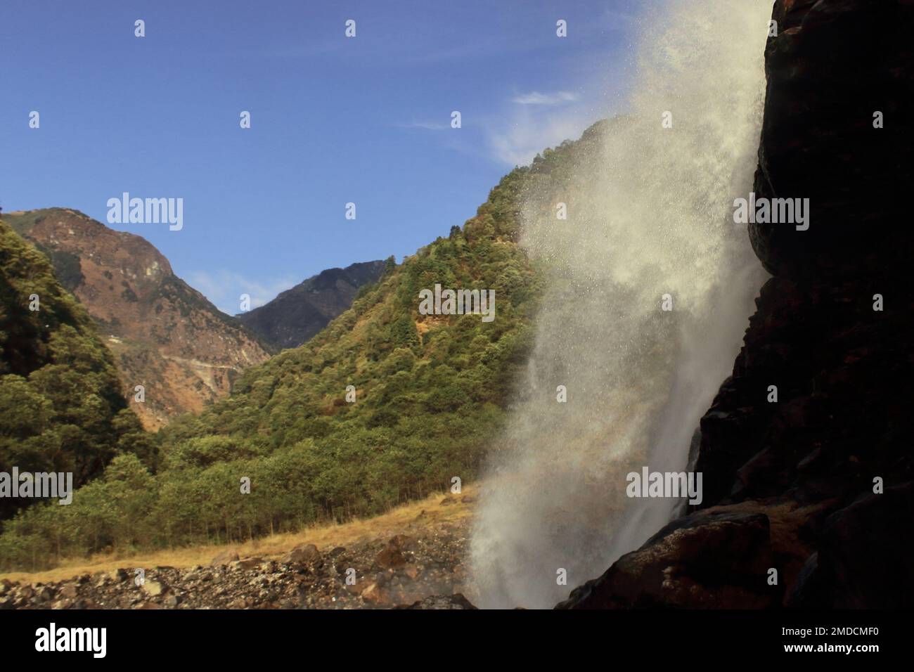 beautiful view of Jang waterfall or nuranang falls, a popular tourist ...