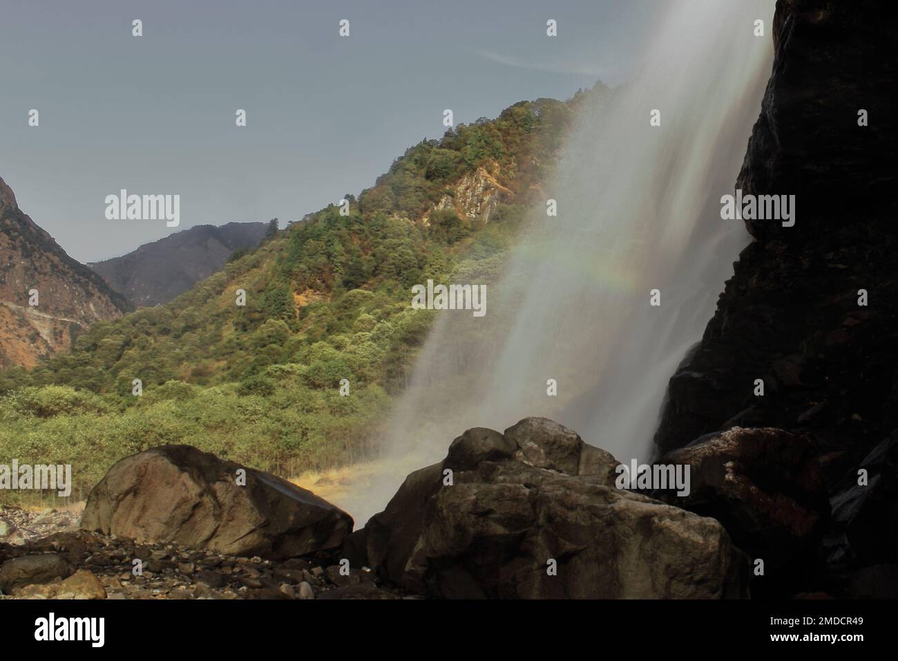 beautiful view of Jang waterfall or nuranang falls, a popular tourist ...