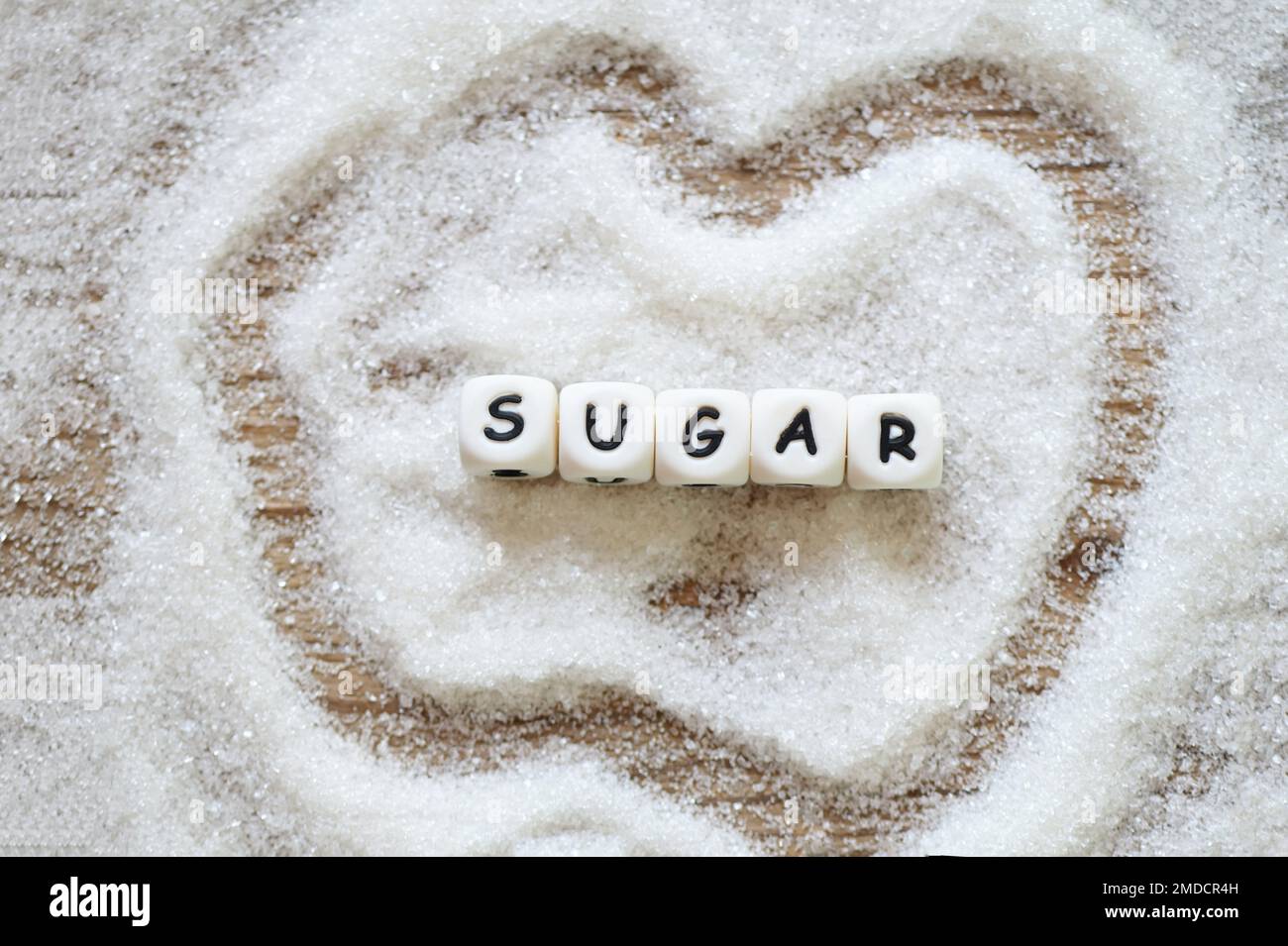 Sugar on table background, white sugar for food and sweets dessert ...