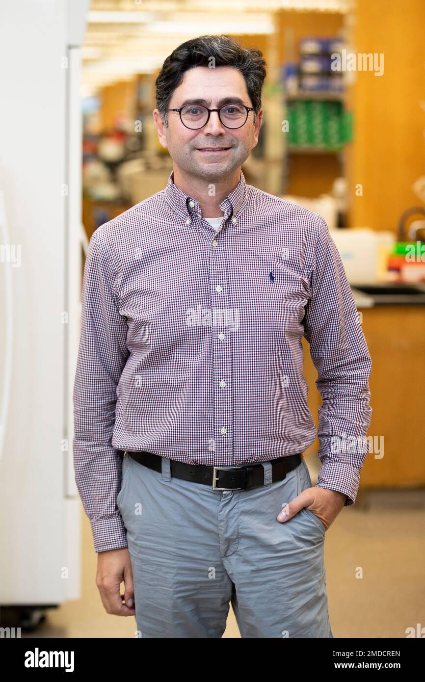 Ardem Patapoutian poses for a portrait in his lab at the Dorris ...