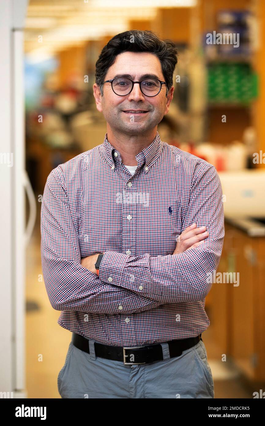 Ardem Patapoutian poses for a portrait in his lab at the Dorris ...