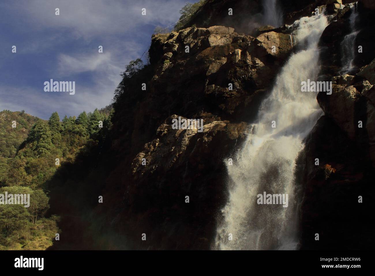 beautiful view of Jang waterfall or nuranang falls, a popular tourist ...