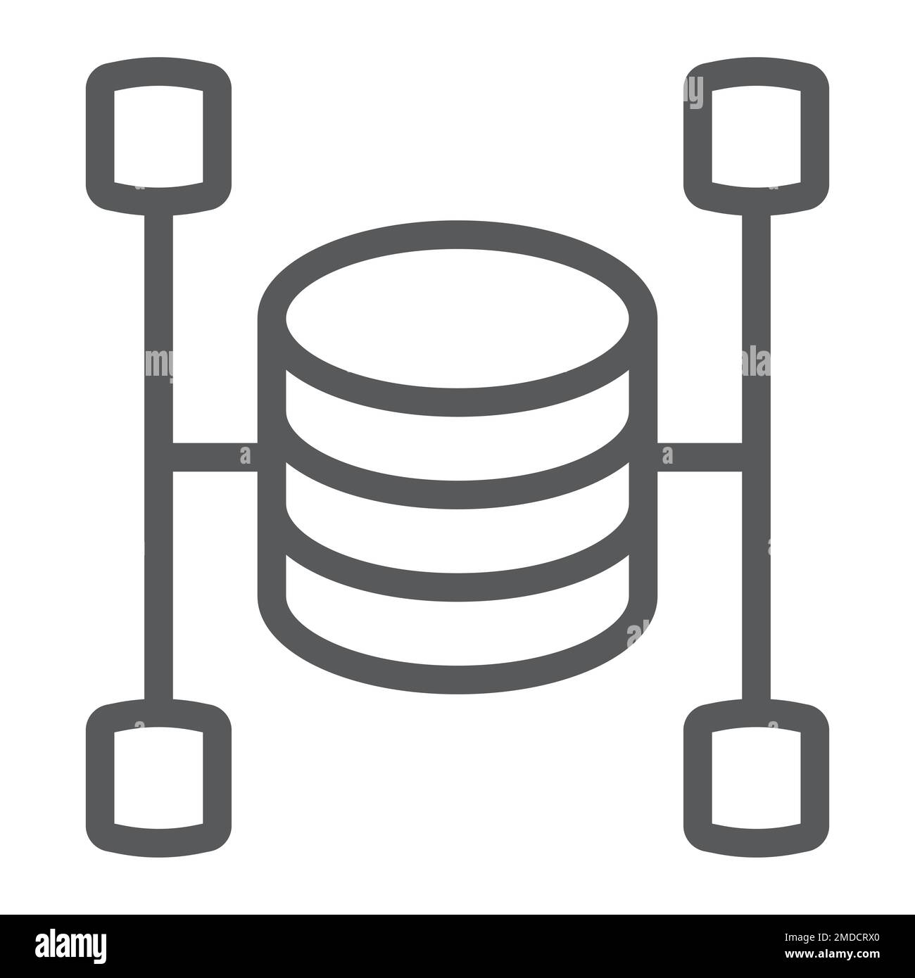 Data warehouse line icon, data and analytics, database sign, vector graphics, a linear pattern ...