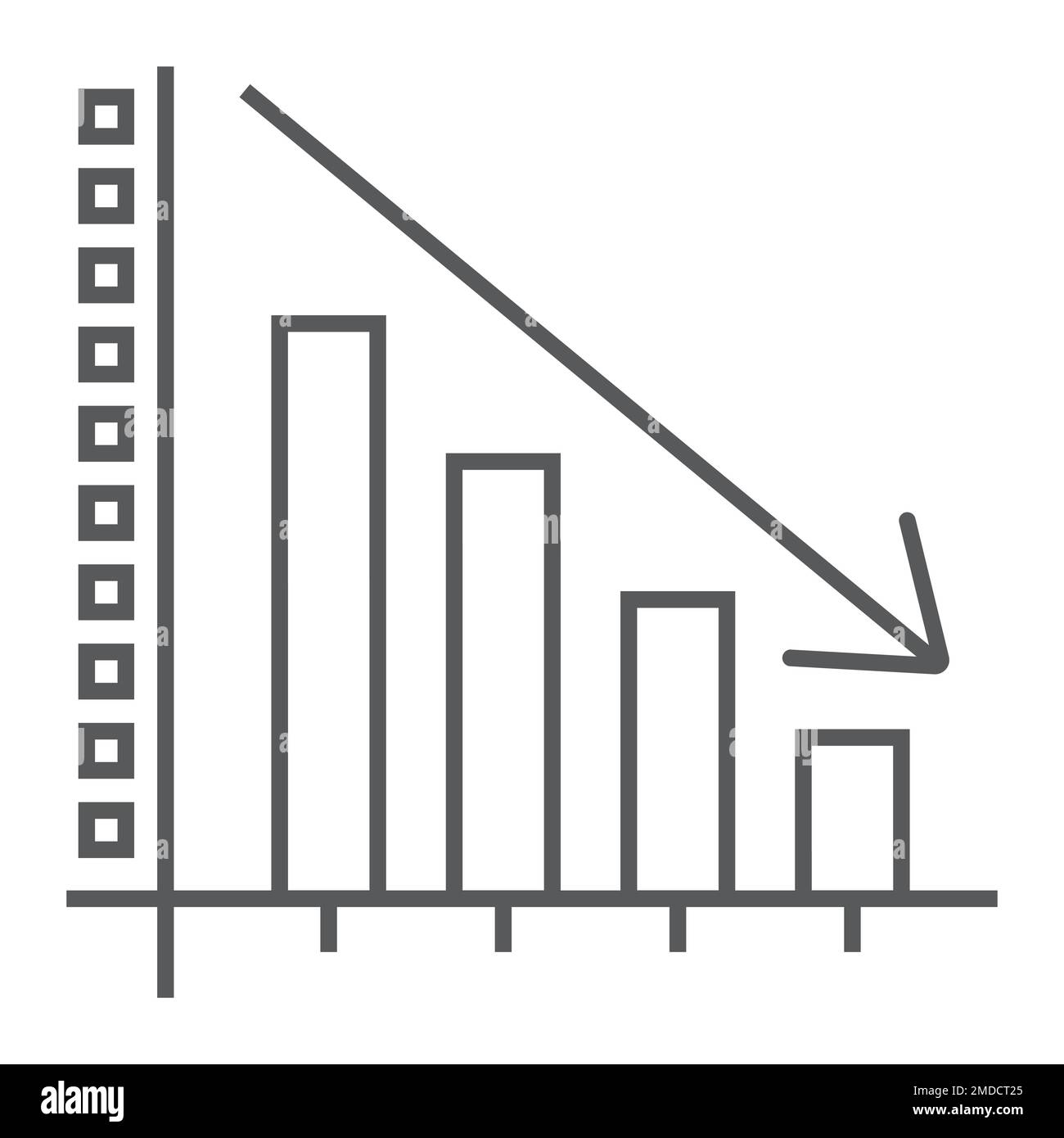 Decrease thin line icon, reduction and analytics, chart sign, vector ...