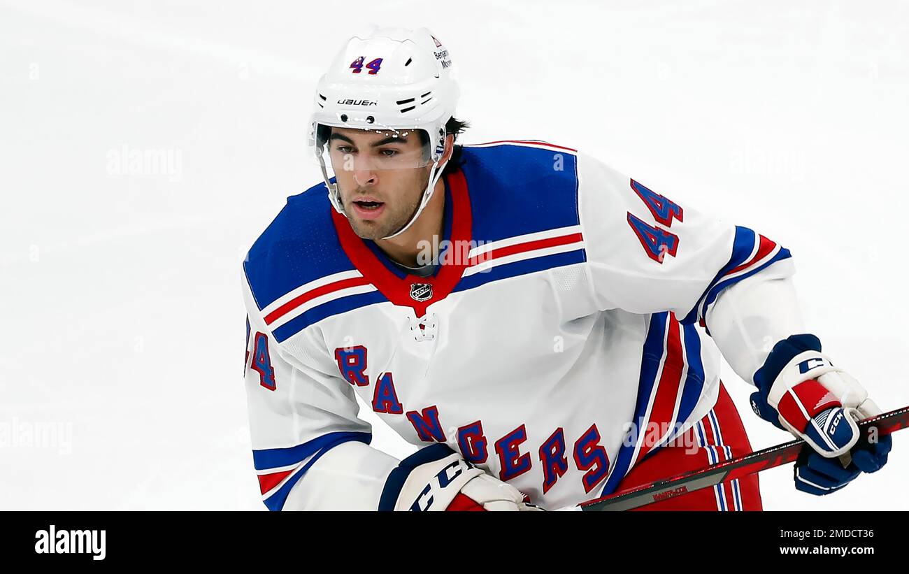New York Rangers' Matthew Robertson plays against the Boston Bruins ...