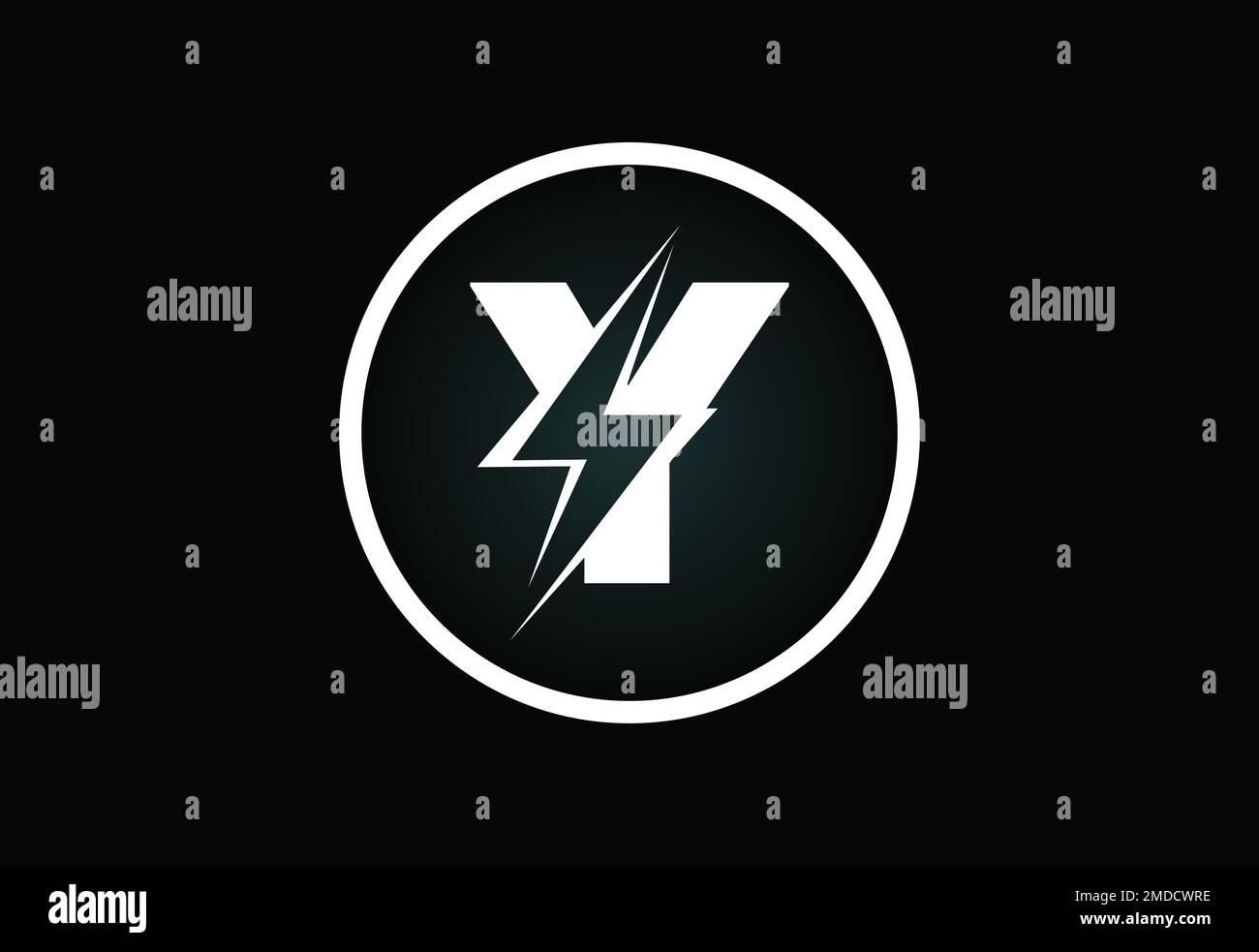 Initial Y letter logo design with lighting thunder bolt. Electric bolt ...