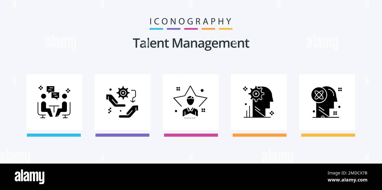 Talent Management Glyph 5 Icon Pack Including process. mind ...