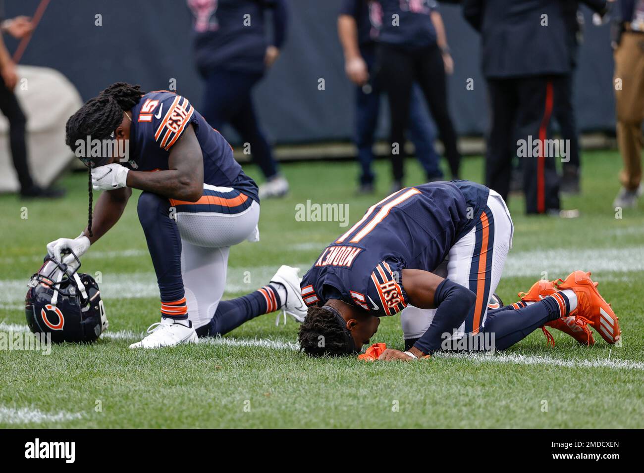 Chicago Bears wide receiver Nsimba Webster (15) and wide receiver ...