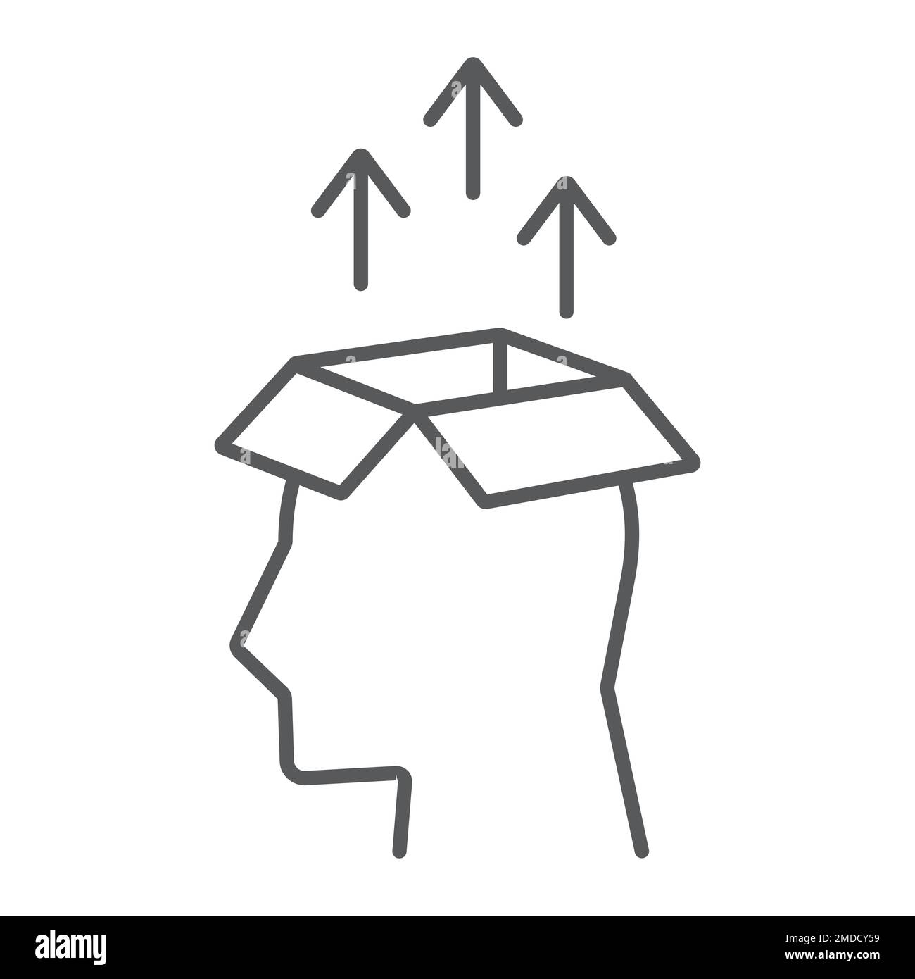 Knowledge Extraction thin line icon, data and analytics, human head box sign, vector graphics, a ...