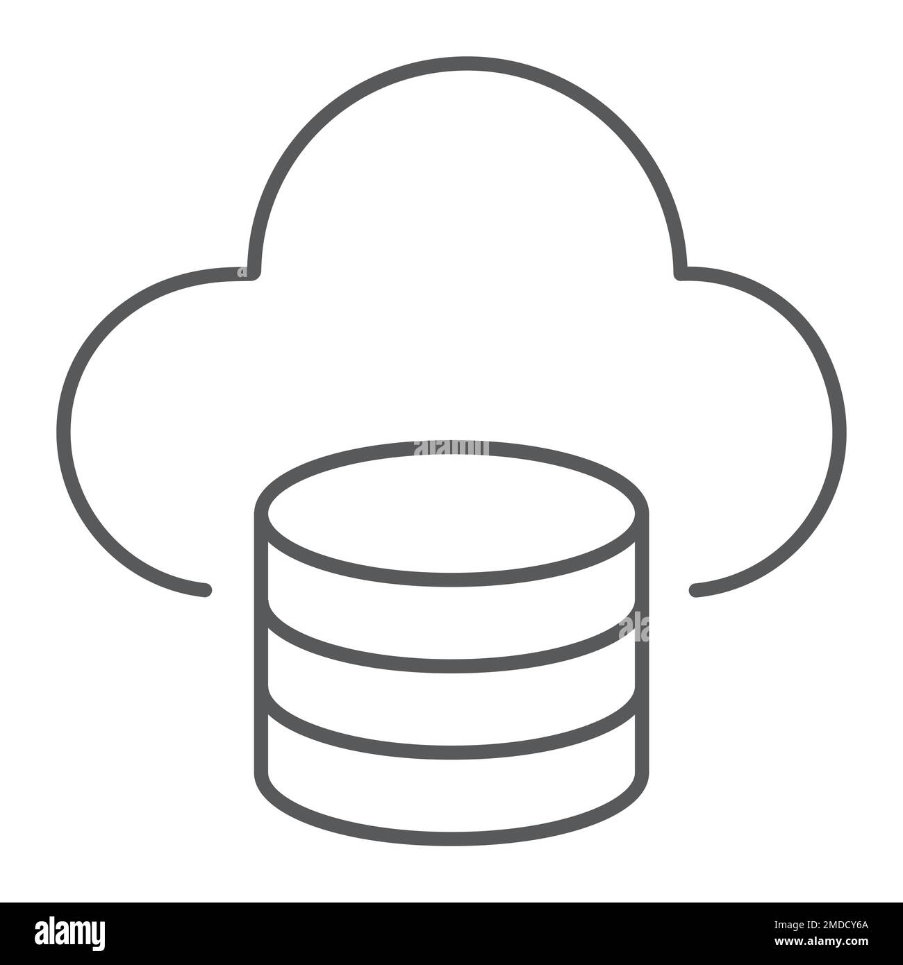 Cloud computing thin line icon, data and analytics, network sign, vector graphics, a linear ...