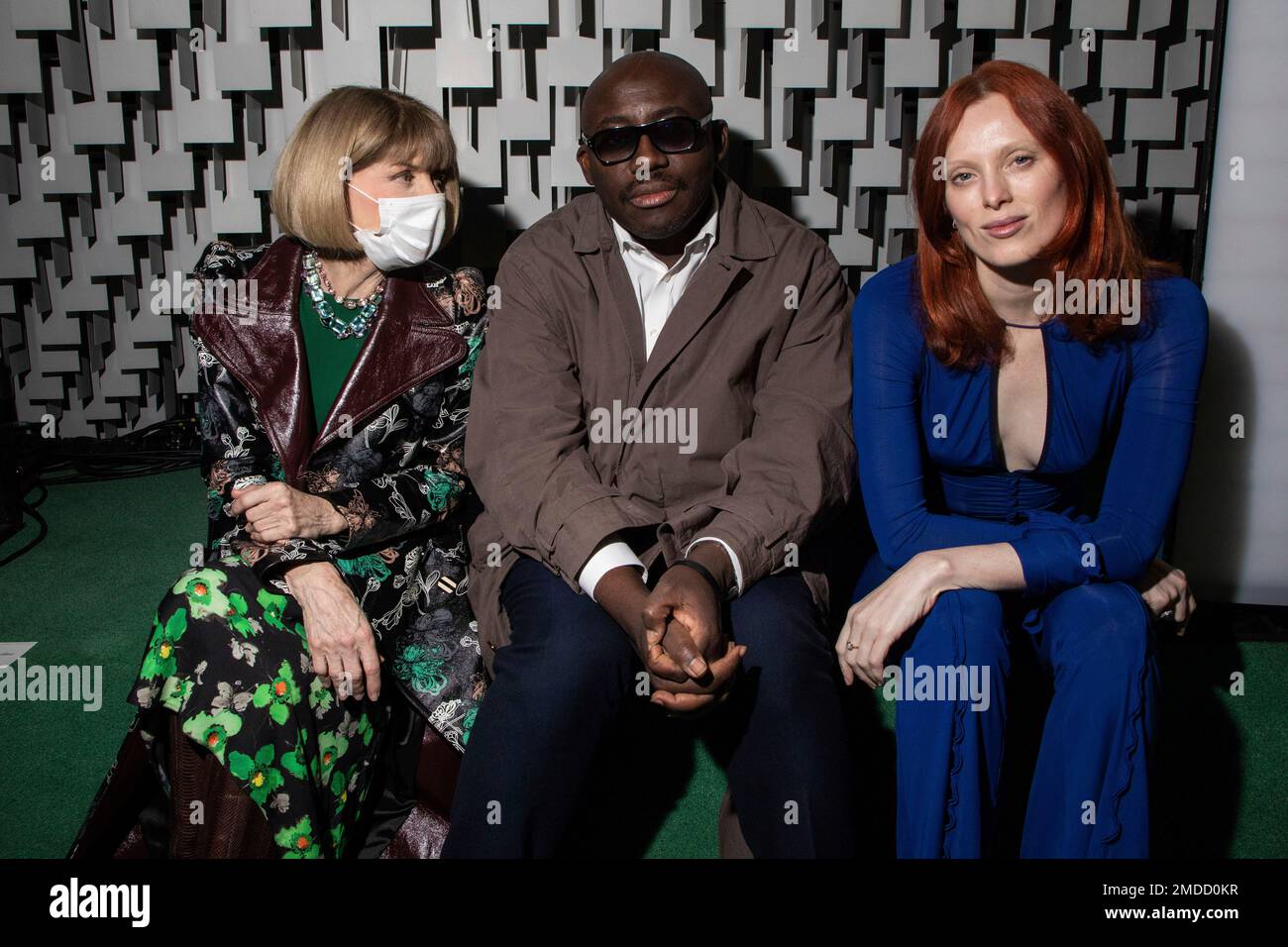Anna Wintour, from left, Edward Enninful and Karen Elson arrive for the ...