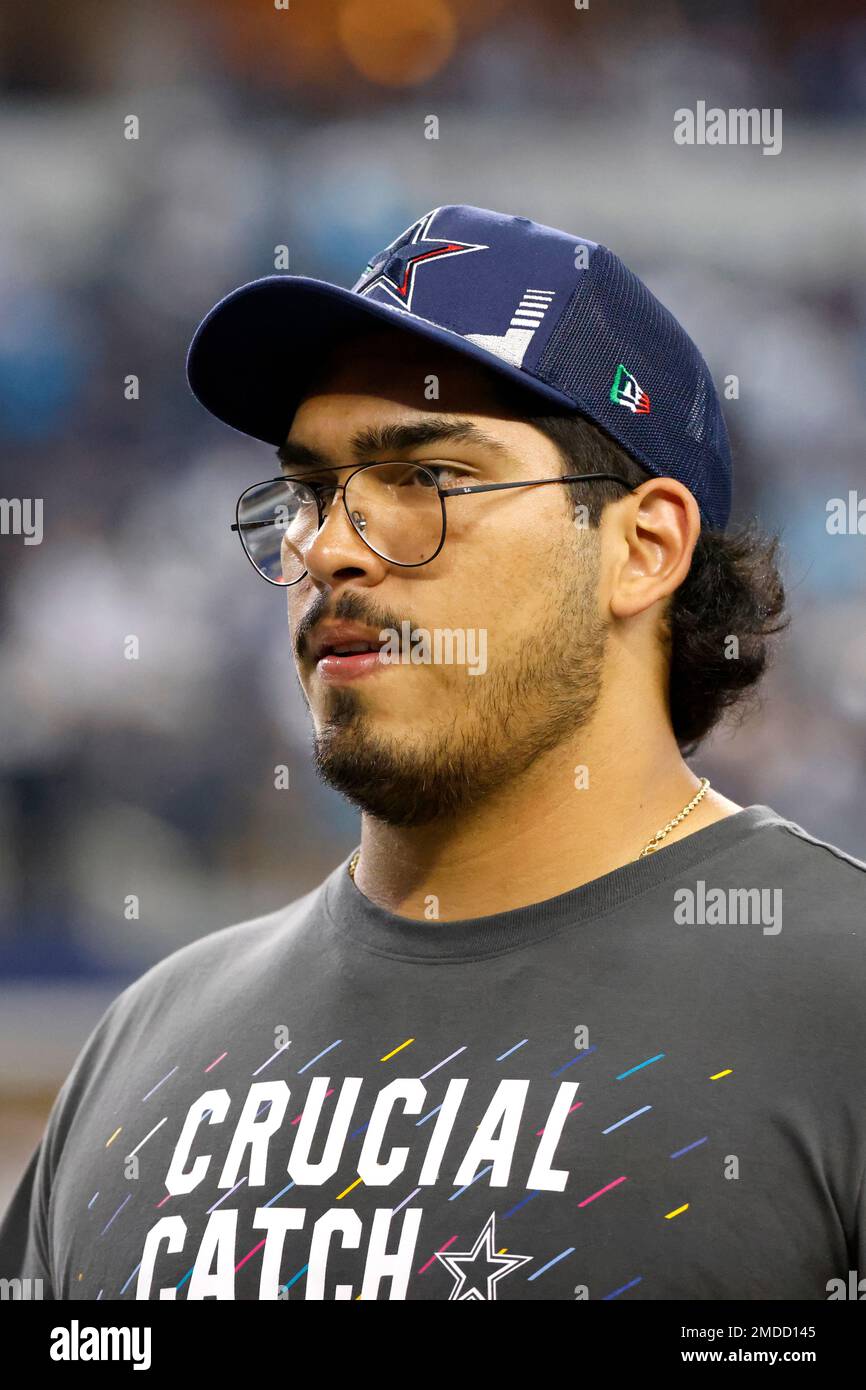Dallas Cowboys offensive lineman Isaac Alarcon (60) stands on the ...