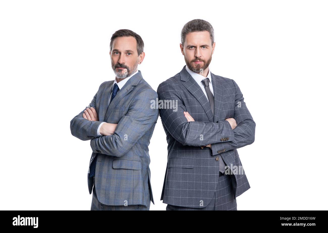 leadership of two businessmen isolated on white background. businessmen ...